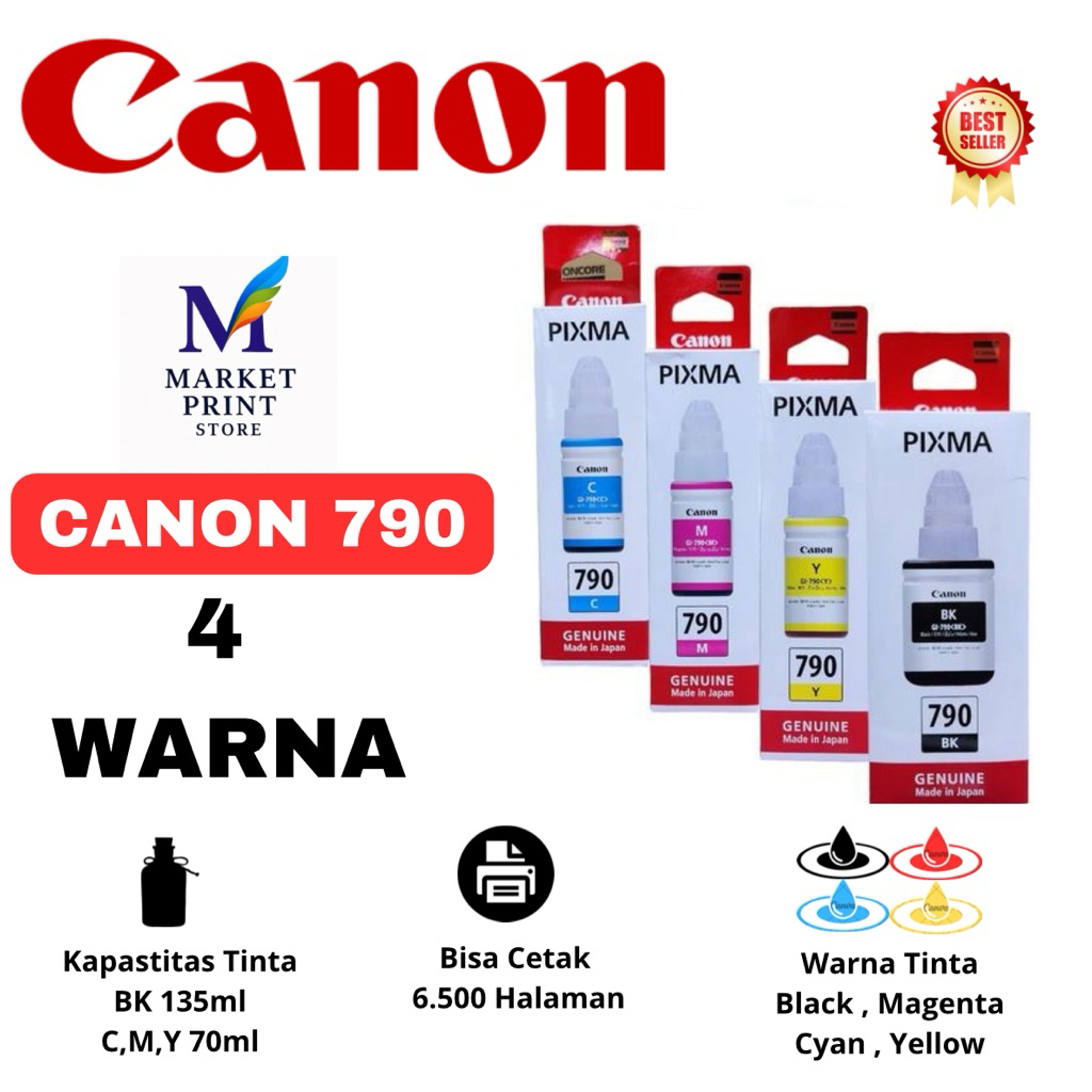 Jual Tinta Canon GI-790 Original – Black Cyan Magenta Yellow – Untuk ...