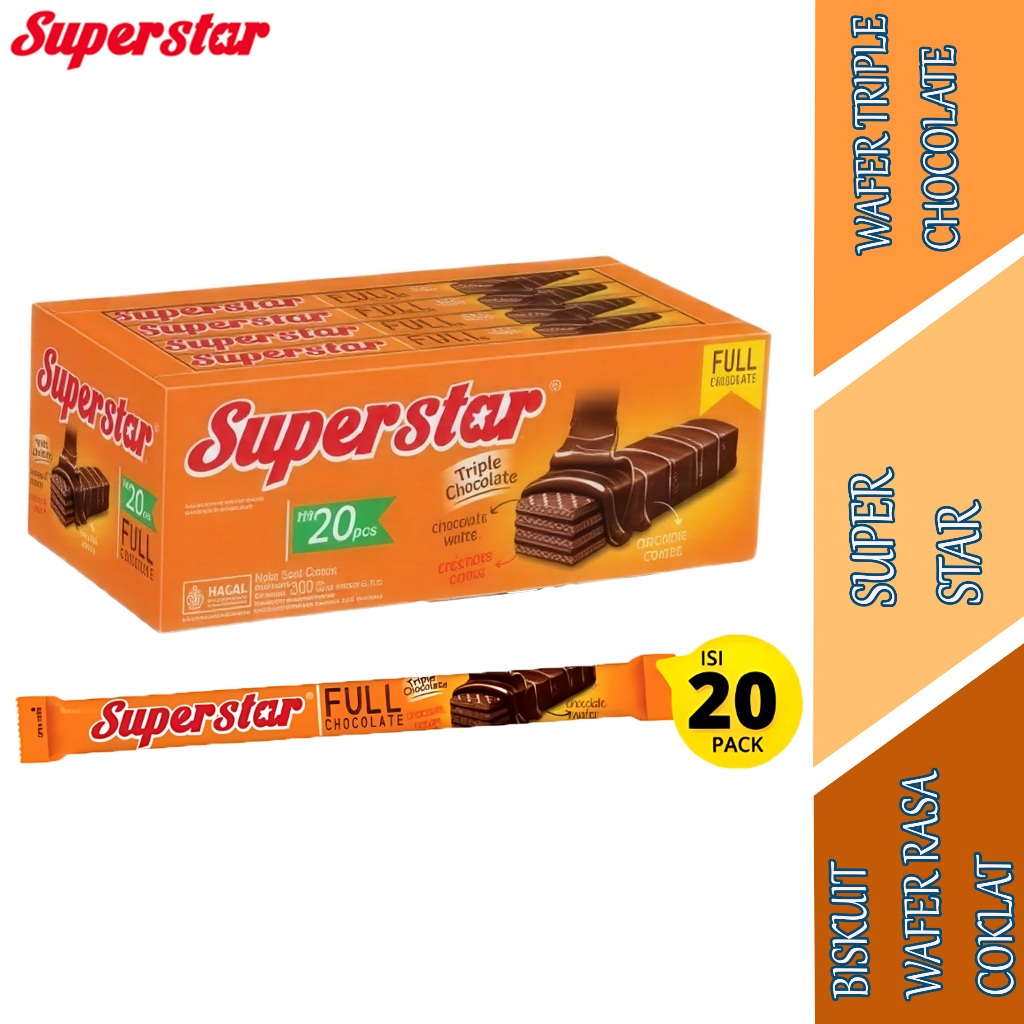 Jual Biskuit Wafer Rasa Cokelat - Super Star - Wafer Triple Chocolate ...