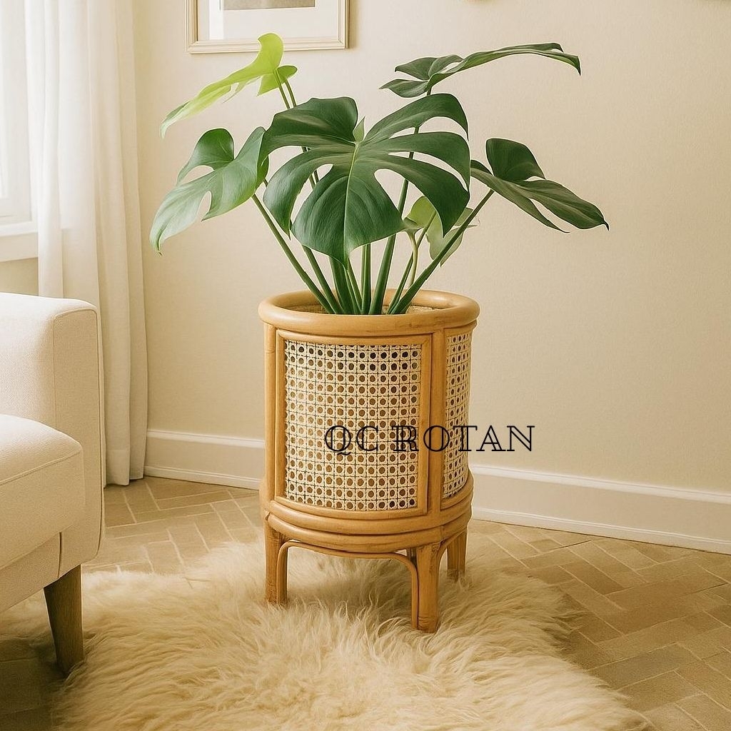 Jual Pot bunga standing rotan estetik/cover pot bunga rotan | Shopee ...