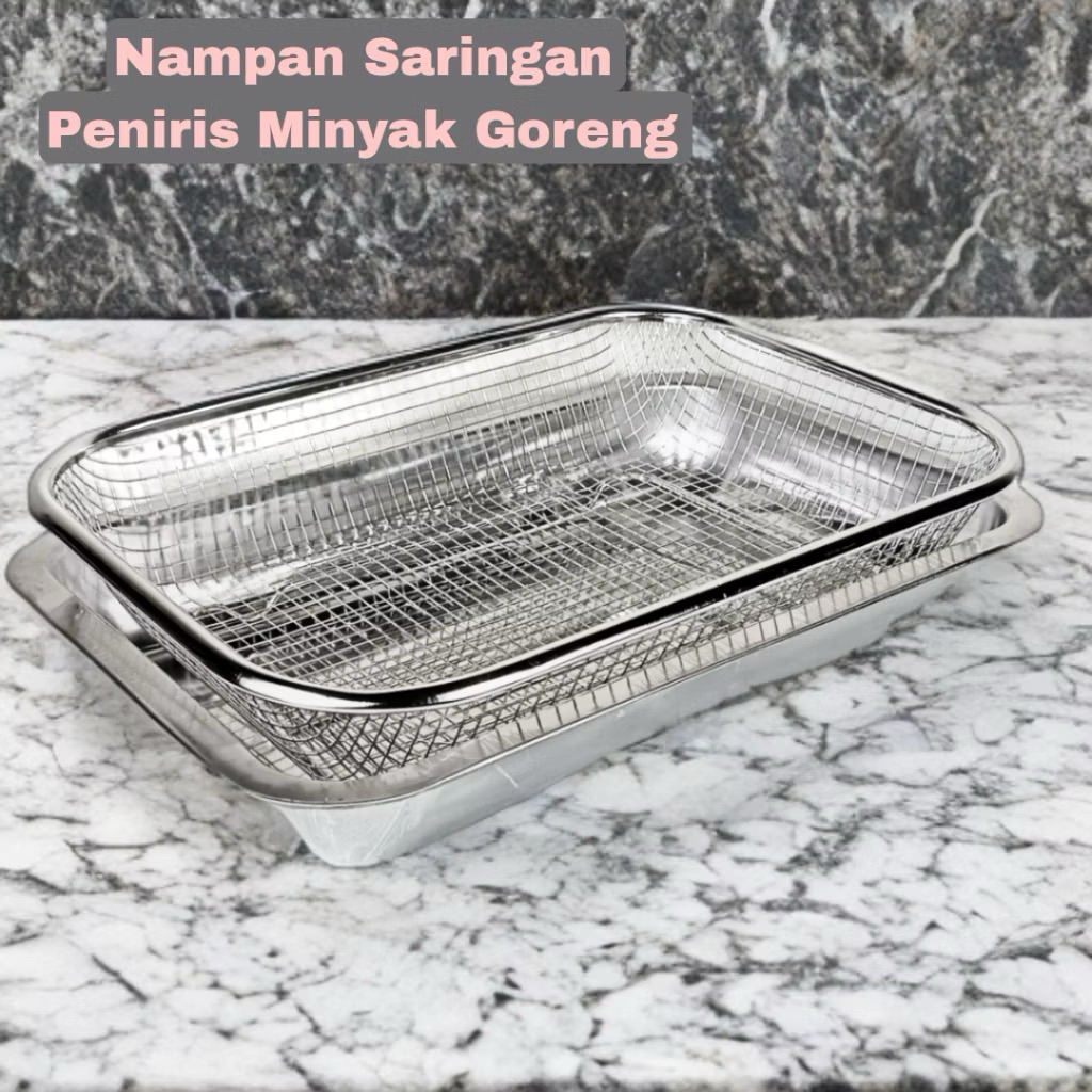 Jual PROMO alat peniris gorengan stainless 1set / saringan nampan ...
