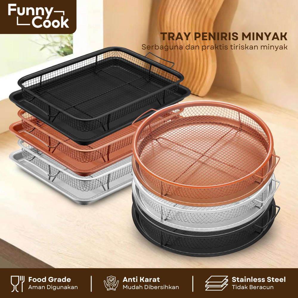 Jual FUNNYCOOK Cooling Rak Dan Wadah Minyak Stainless Peniris Makanan ...