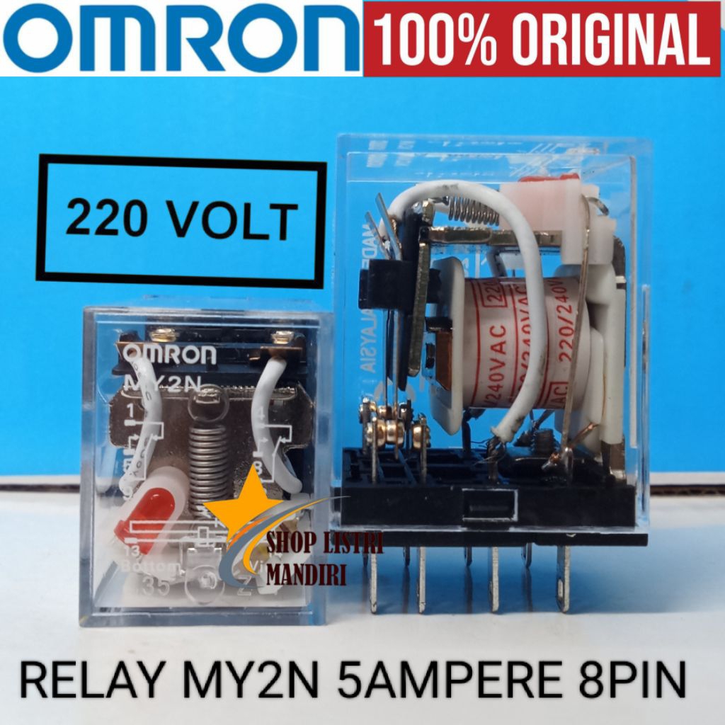 Jual relay omron MY2 MY2N 220VAC 5A 8kaki | Shopee Indonesia