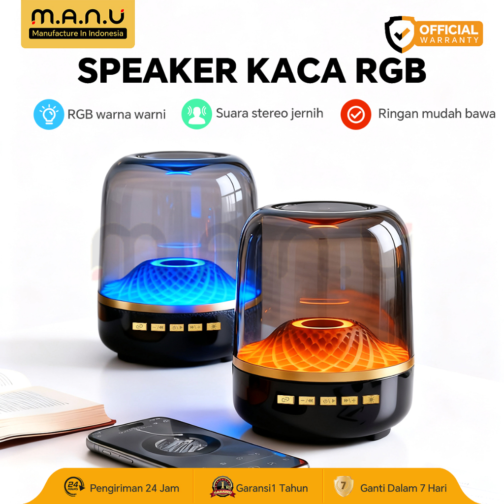 Jual MANU Speaker Bluetooth Portable Nirkabel RGB LED Speaker Suara ...