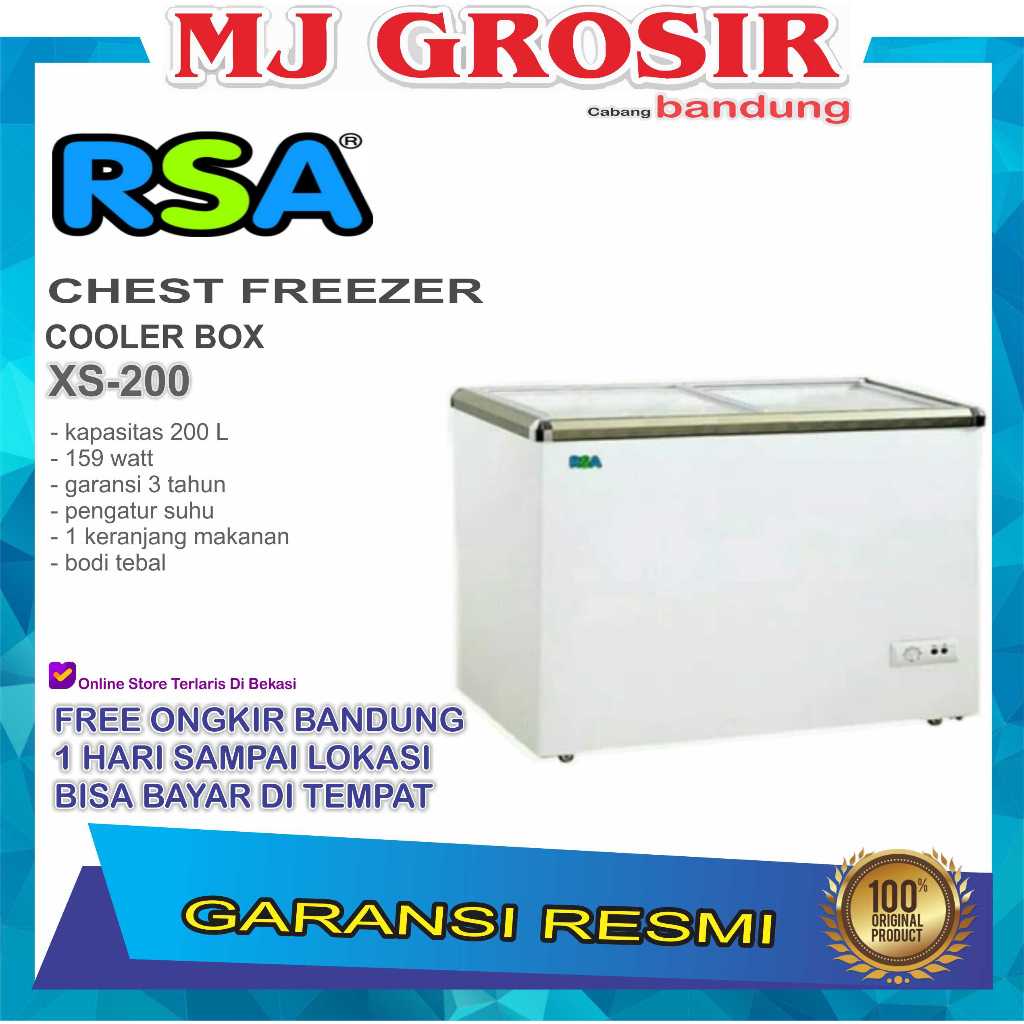 Jual RSA xs 200 Sliding Flat Glass Freezer 171L Hemat Energi | Shopee ...