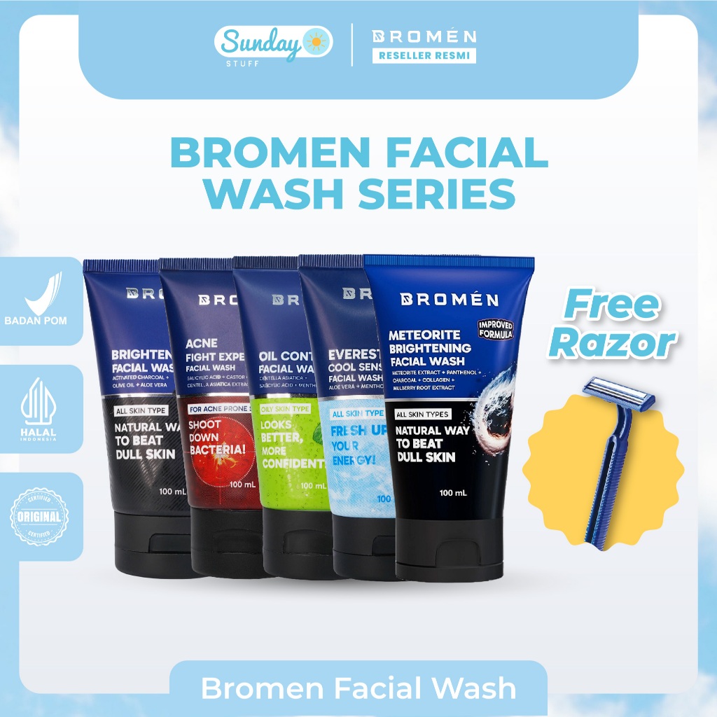 Jual BROMEN Bundling All Facial Wash 100ml - Sabun Cuci Muka Untuk ...