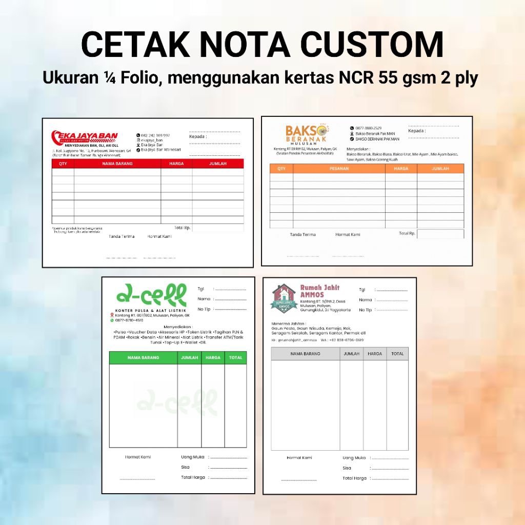 Jual CETAK NOTA CUSTOM 2 PLY ¼ KERTAS FOLIO ISI 50 LEMBAR | Shopee ...