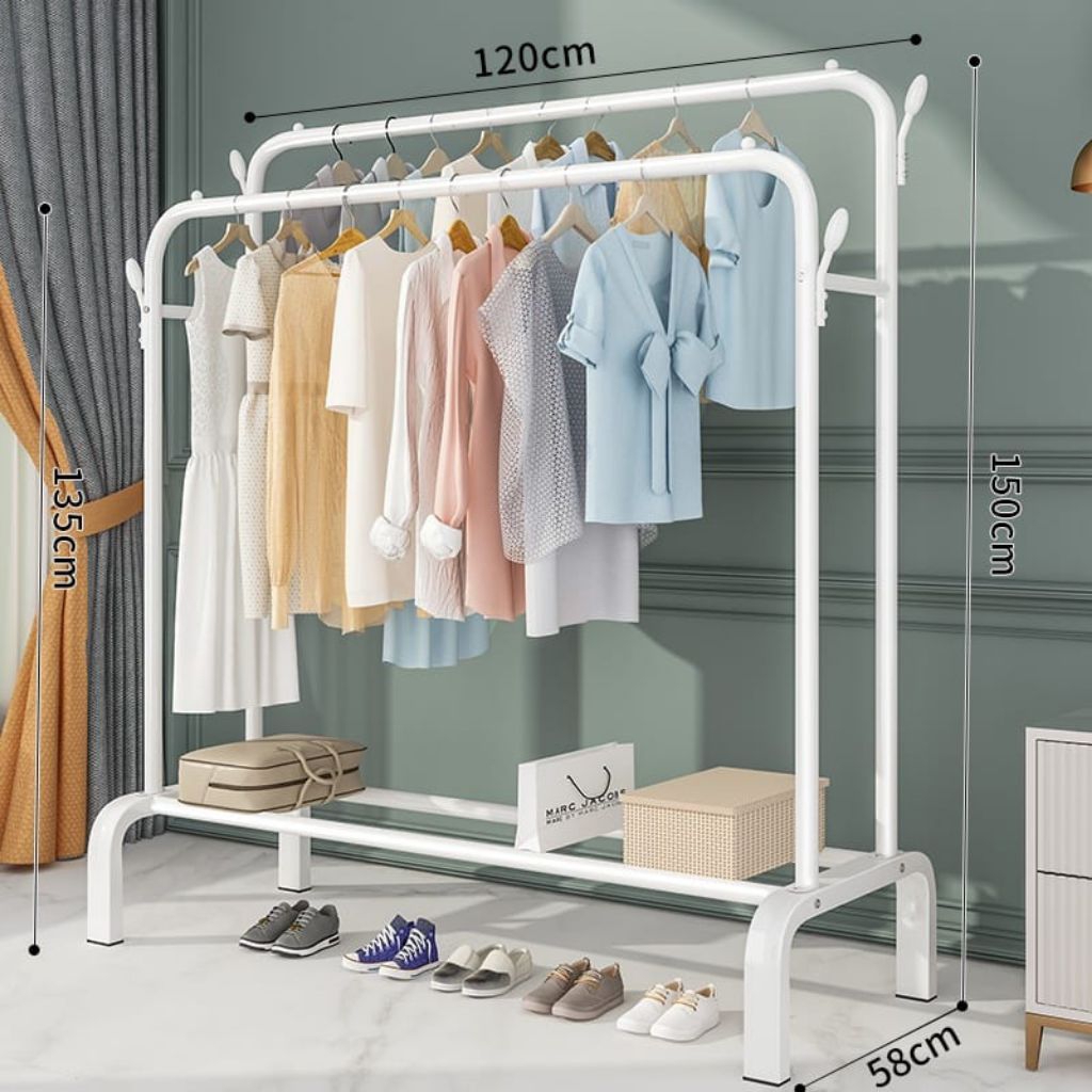 Jual HANGER DOUBLE / STAND HANGER DOUBLE BESI / RAK GANTUNG SERBAGUNA ...