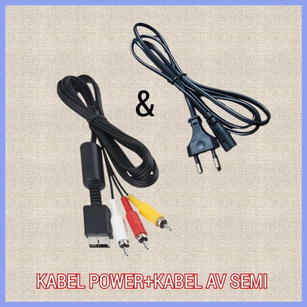 Jual Paket Kabel AV Semi PS2 /Kabel RCA + Kabel Power PS1 PS2 PS3 ...