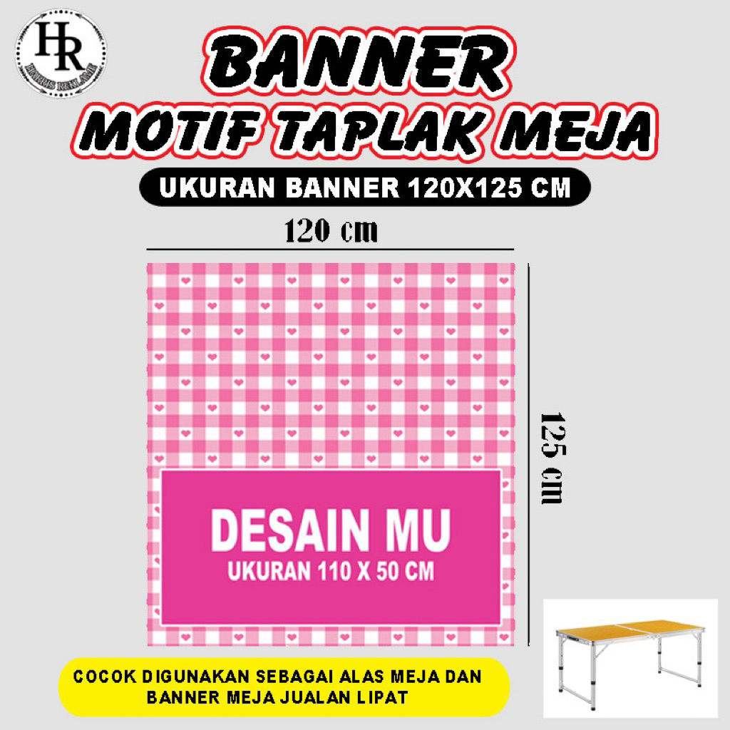 Jual Custom Banner Spanduk Taplak Meja ukuran 120x125cm untuk meja ...