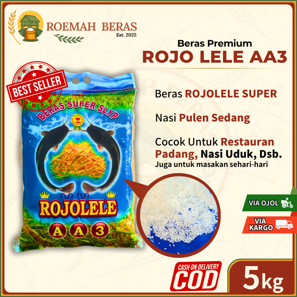Jual Beras Rojo Lele AA3 Super 5 kg - Beras Premium - Nasi Pulen Sedang ...