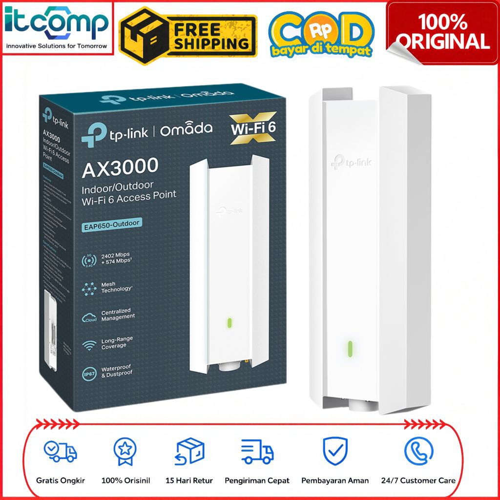 Jual TP-Link EAP650-Outdoor Omada PoE AX3000 Wi-Fi 6 Cloud Dual Band ...