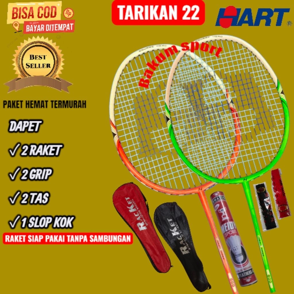 Jual Raket Badminton Paket hemat 2 Raket 2 tas 2 grip Gratis 1 tabung ...