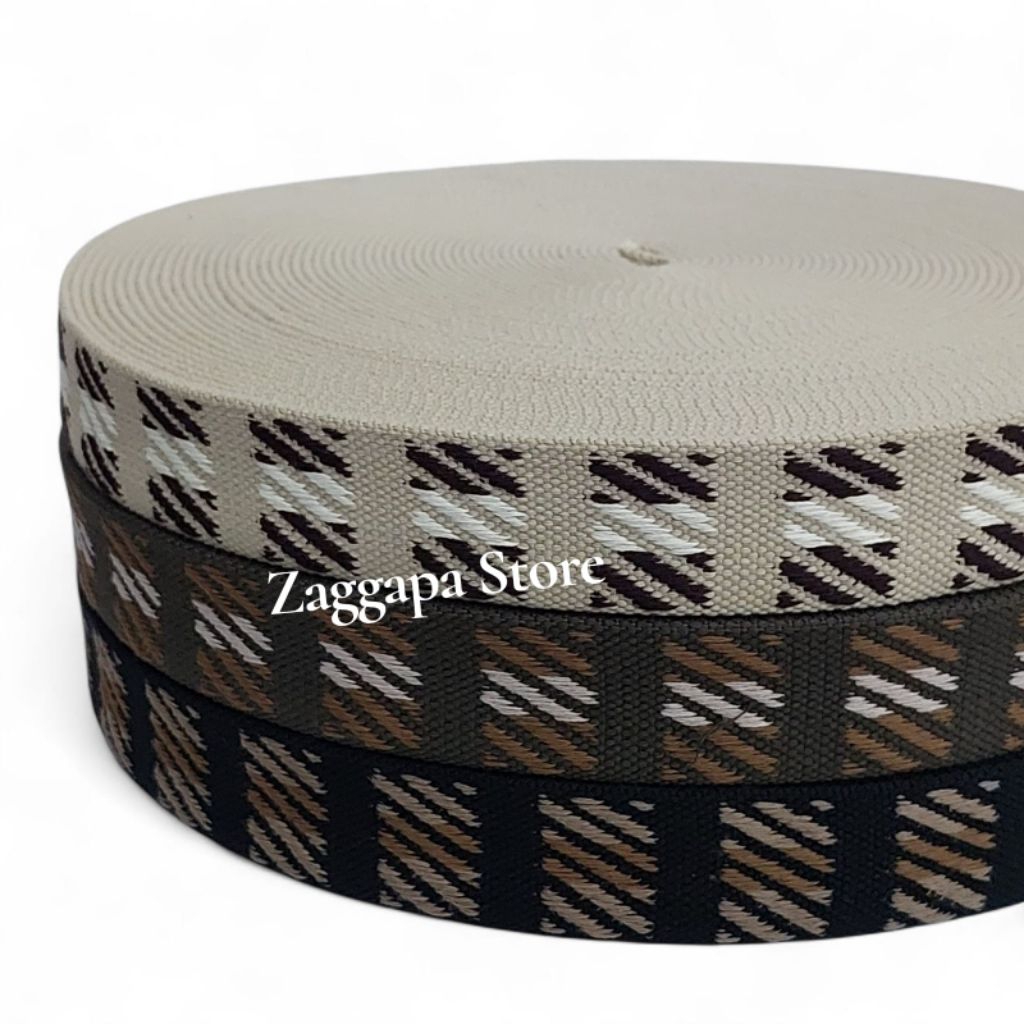 Jual TALI KATUN GESPER TAS SENDAL 915 KANVAS MOTIF MACAN 3.8CM GULUNGAN ...