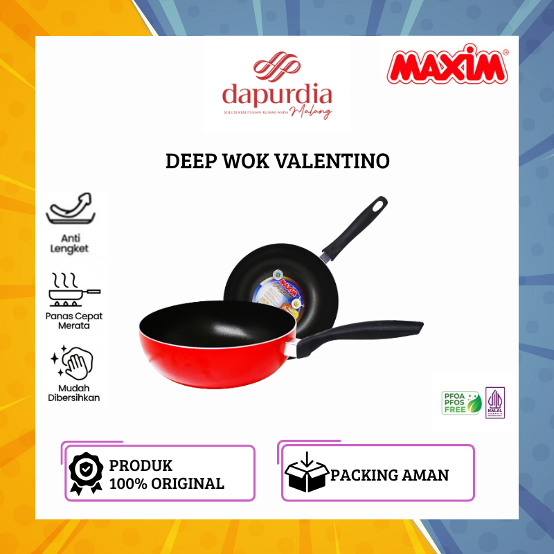 Jual Maxim Valentino Deep Wok 24cm Wajan Cekung Anti Lengket - DML ...