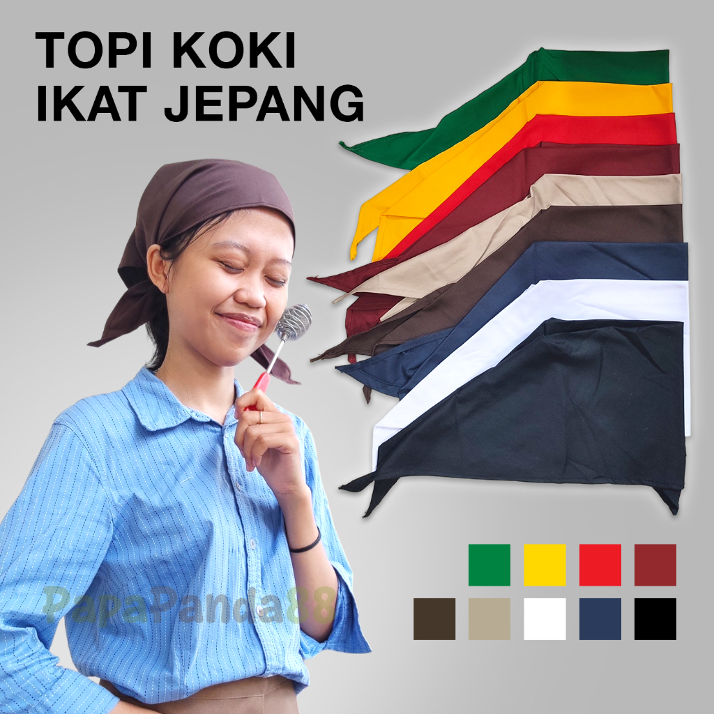 Jual Topi Koki Jepang Topi masak Ikat Segitiga penutup kepala Chef ...