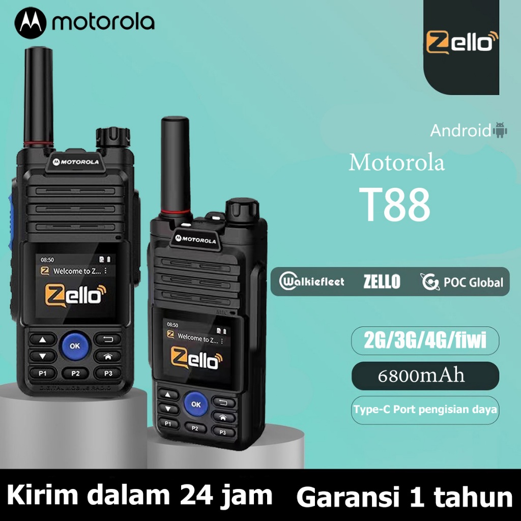 Jual HT Motorola T88 Zello system intercom 4G Global intercom 5000KM ...