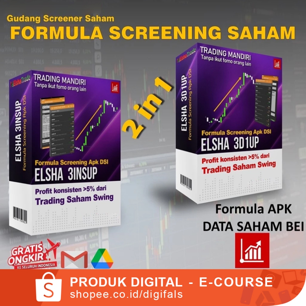 Jual Paket 2-in-1 ELSHA 3D1UP-3INSUP Formula Screening Trading Saham ...