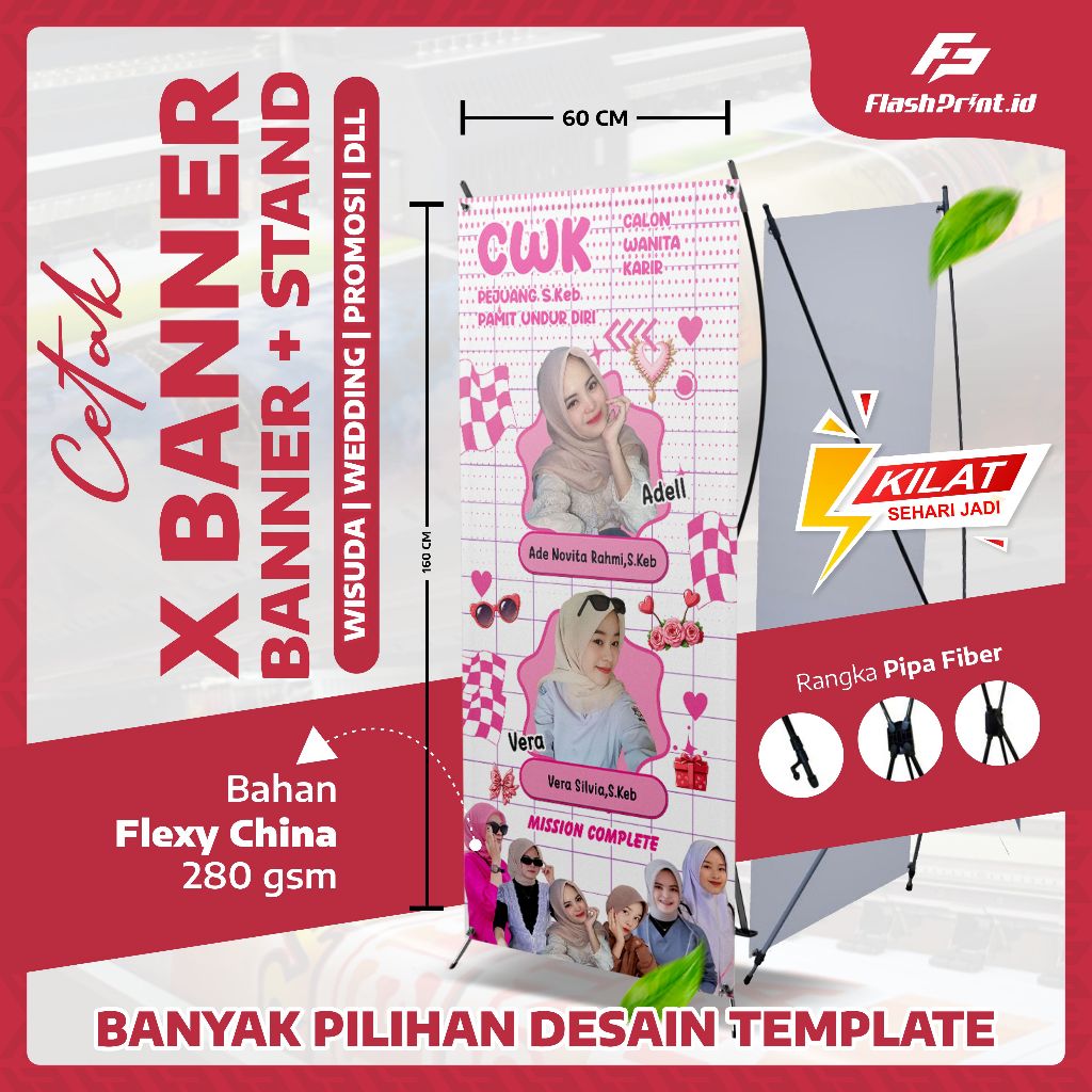 Jual Cetak Stand X Banner Wisuda Sidang Semhas Wedding Jualan Custom ...