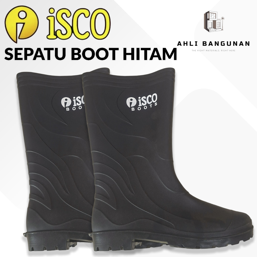 Jual ISCO Sepatu Boot Hitam Anti Air Dan Slip | Shopee Indonesia
