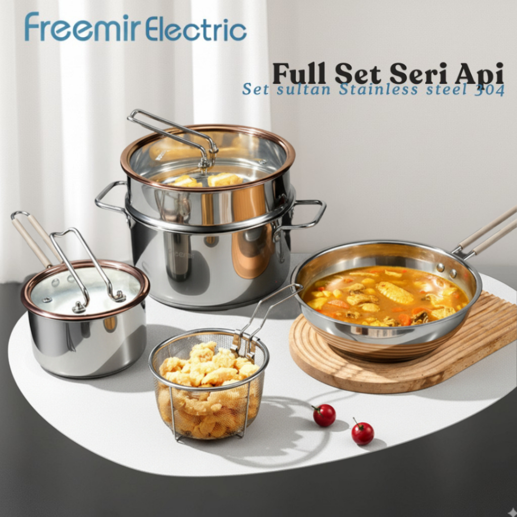 Jual [Extra Gift] freemir electric Set Stainless Seri Api SUS 304 Panci ...