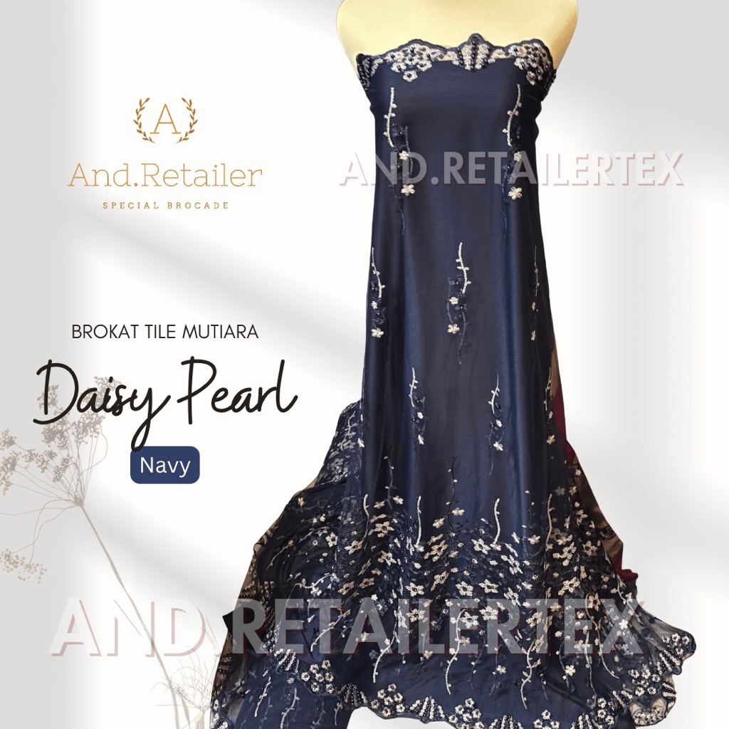 Jual Bahan kain Kebaya Brukat Bordir Tile Mutiara Daisy PearL Warna ...