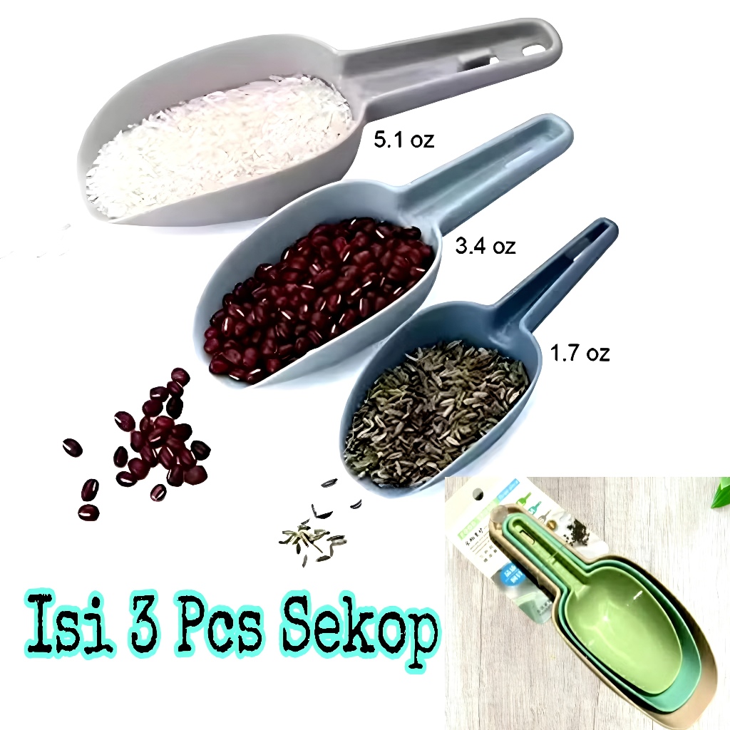 Jual Isi 3 Pcs Sekop Es Plastik / 1 Set 3 Ukuran Skop Gula Kopi Jagung ...