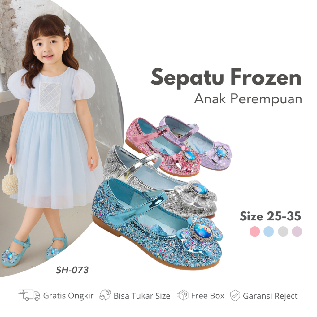 Jual [Brandedbaby] 25-35 Sepatu Frozen Elsa Anak Flat Shoes Anak ...