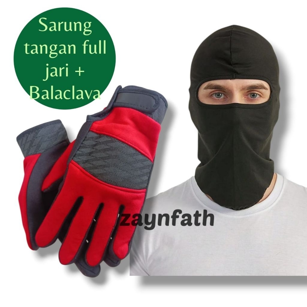 Jual Paket Hemat Sarung Tangan Motor Full Jari Dan Masker Balaclava ...