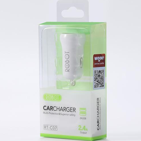 Jual ROBOT RT-C07 Car Charger – Dual USB Output 2.4A Free Kabel Micro ...