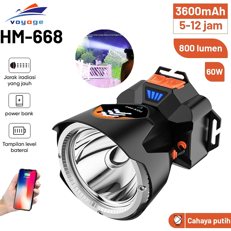 Jual HM-668 Lampu Senter Kepala /Senter Kepala Cahaya Jarak iradiasi ...