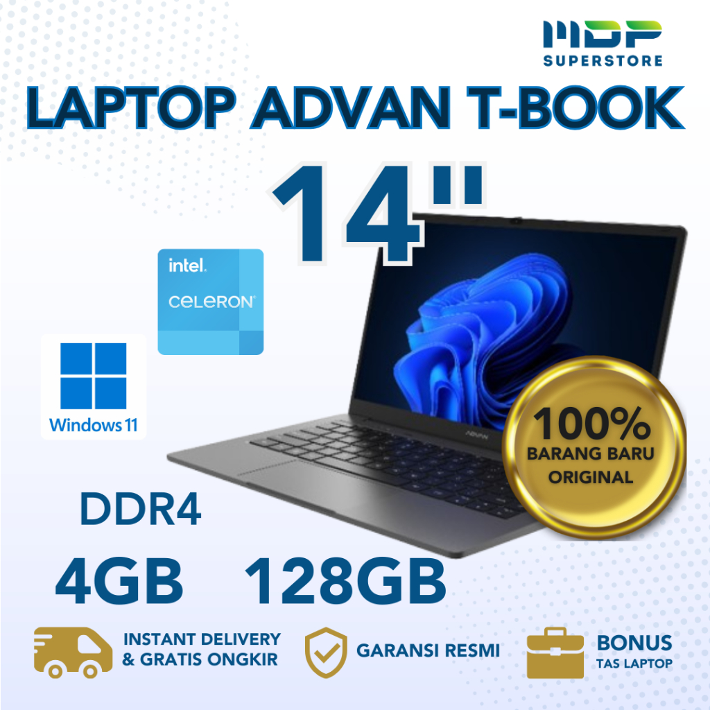Jual LAPTOP ADVAN T-BOOK : INTEL N100 4GB/128GB SSD 14" HD WIN 11HOME ...