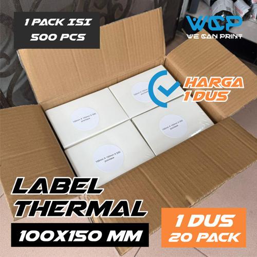 Jual ( 1 DUS 20 PACK ) Sticker Barcode Thermal 100x150 mm Kertas Stiker ...