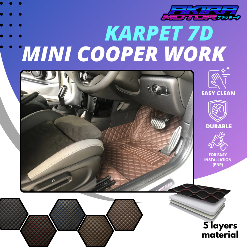 Jual Karpet Mobil Elite 7D Mini Cooper Work 2022 Full set | Shopee ...