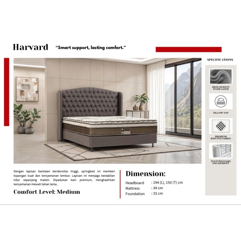 Jual Bed Springbed Smartland by Modis type HARVARD tebal kasur 34 cm ...