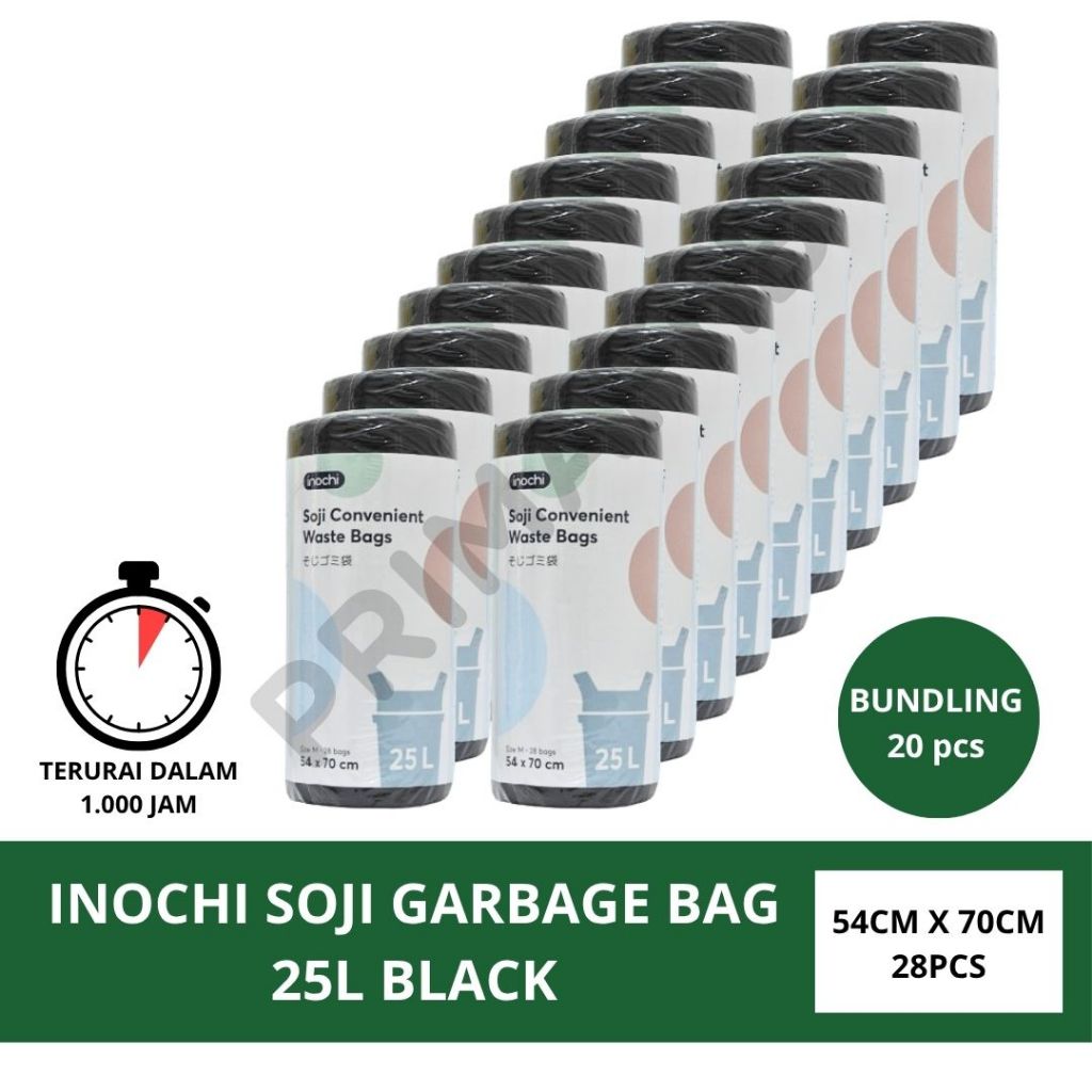 Jual Inochi Soji Garbage Bag 25 L Black (Bundling 20 Roll) | Shopee ...