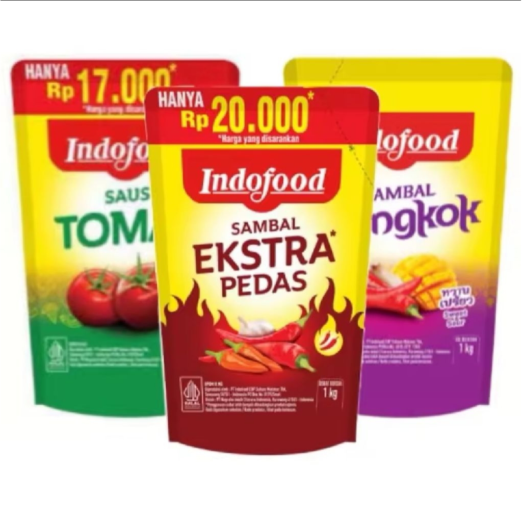 Jual indofood saos tomat 1kg/saos Bangkok 1kg/saos sambal extra pedas ...