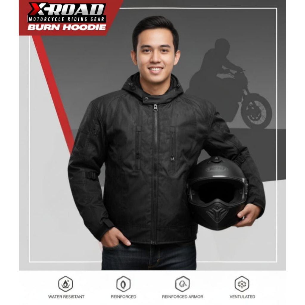Jual Xroad Burn Hoodie Jacket With Protector - Motor Touring outdoor ...