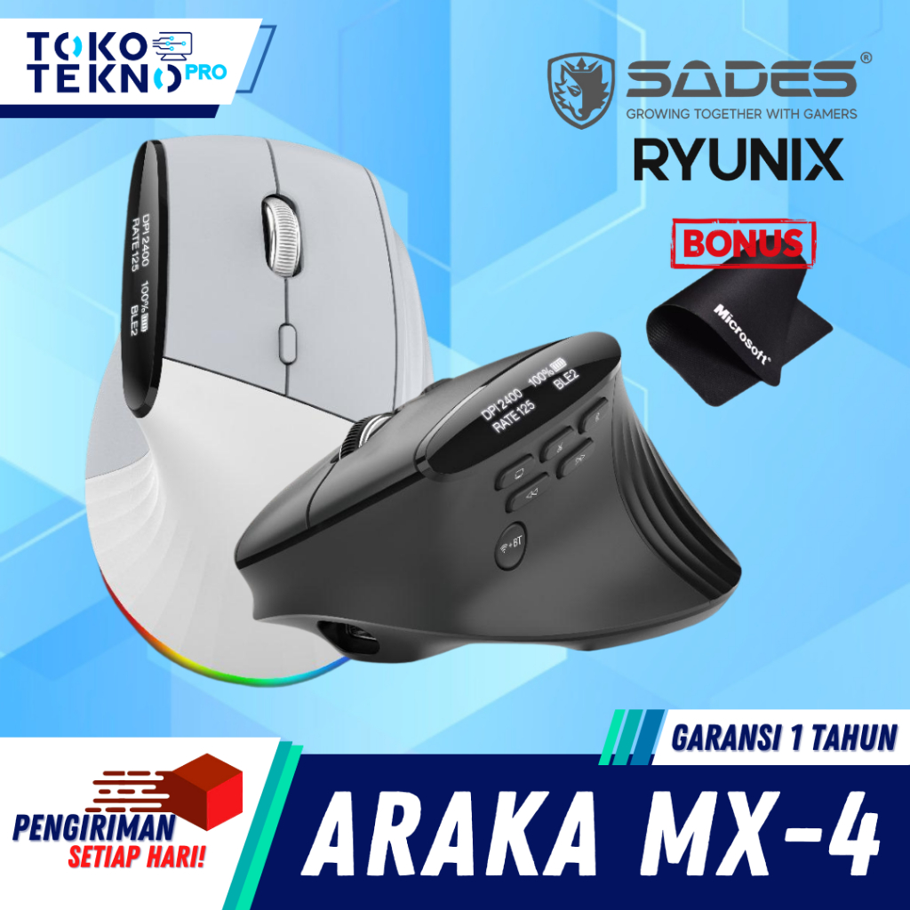 Jual Sades Ryunix Araka MX4 / MX-4 Tri-Mode 3in1 Connection Ergonomic ...