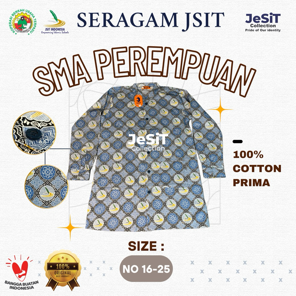 Jual Baju Batik SMA Perempuan /Merk Jesit/ORI/ABU | Shopee Indonesia