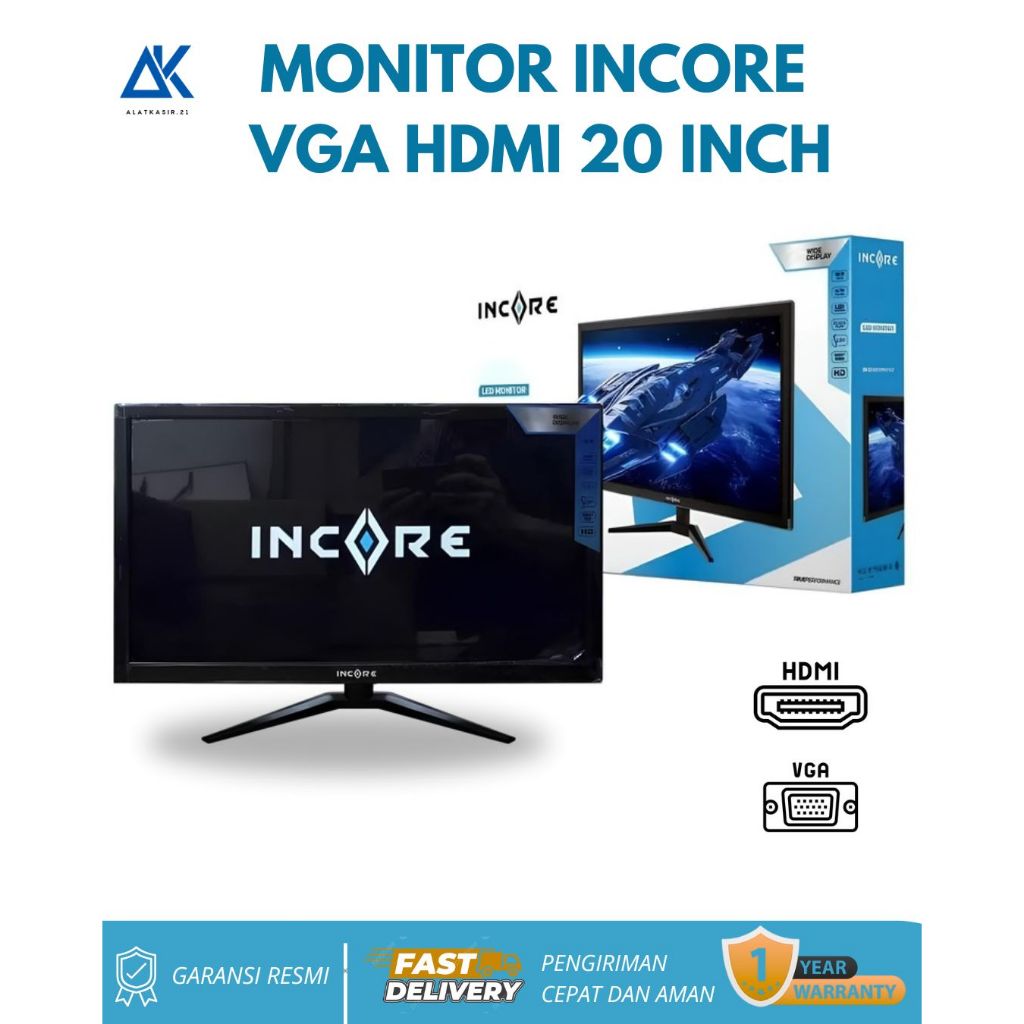 Jual Monitor Incore LED 19'' 20" inch FHD Widescreen VGA HDMI | Shopee ...