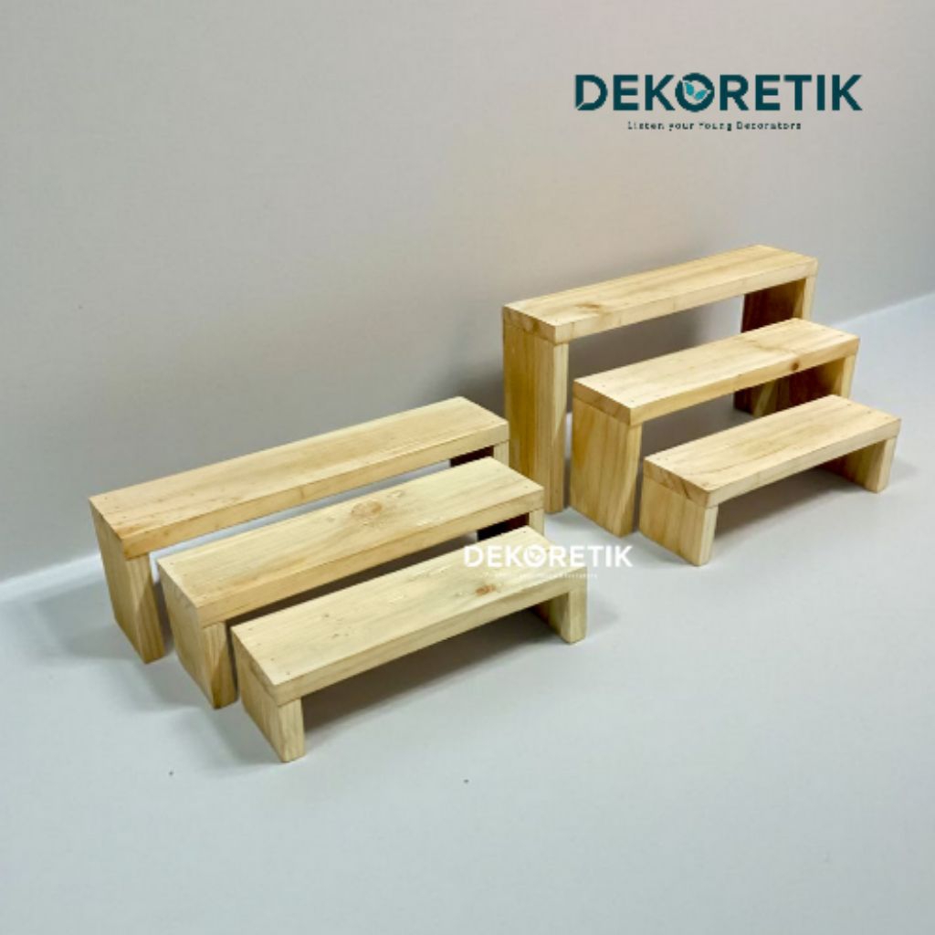 Jual Rak Display Rak 3 Susun / Pajang Produk Rak Tangga Kayu Pajangan ...