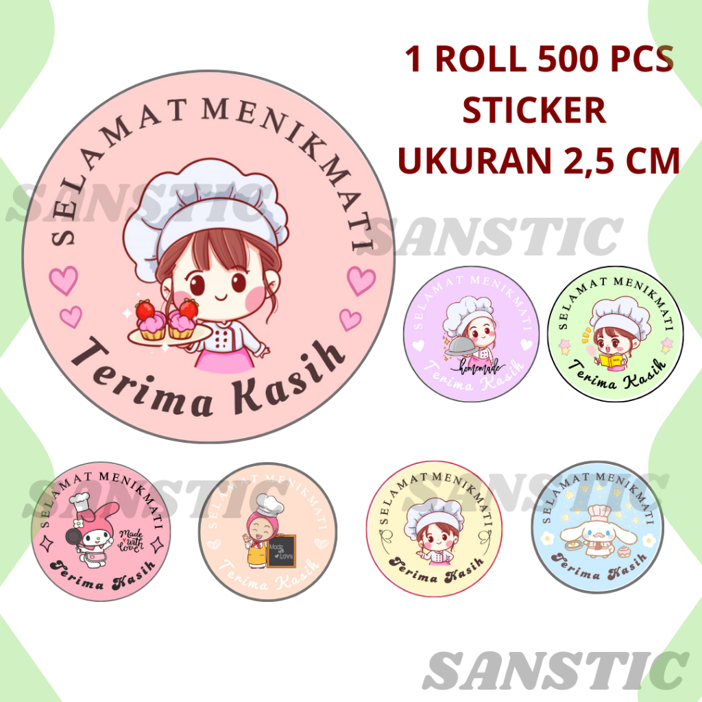 Jual 1ROLL 500Pcs Sticker Label Thank You Sticker Bulat 2.5cm sticker ...