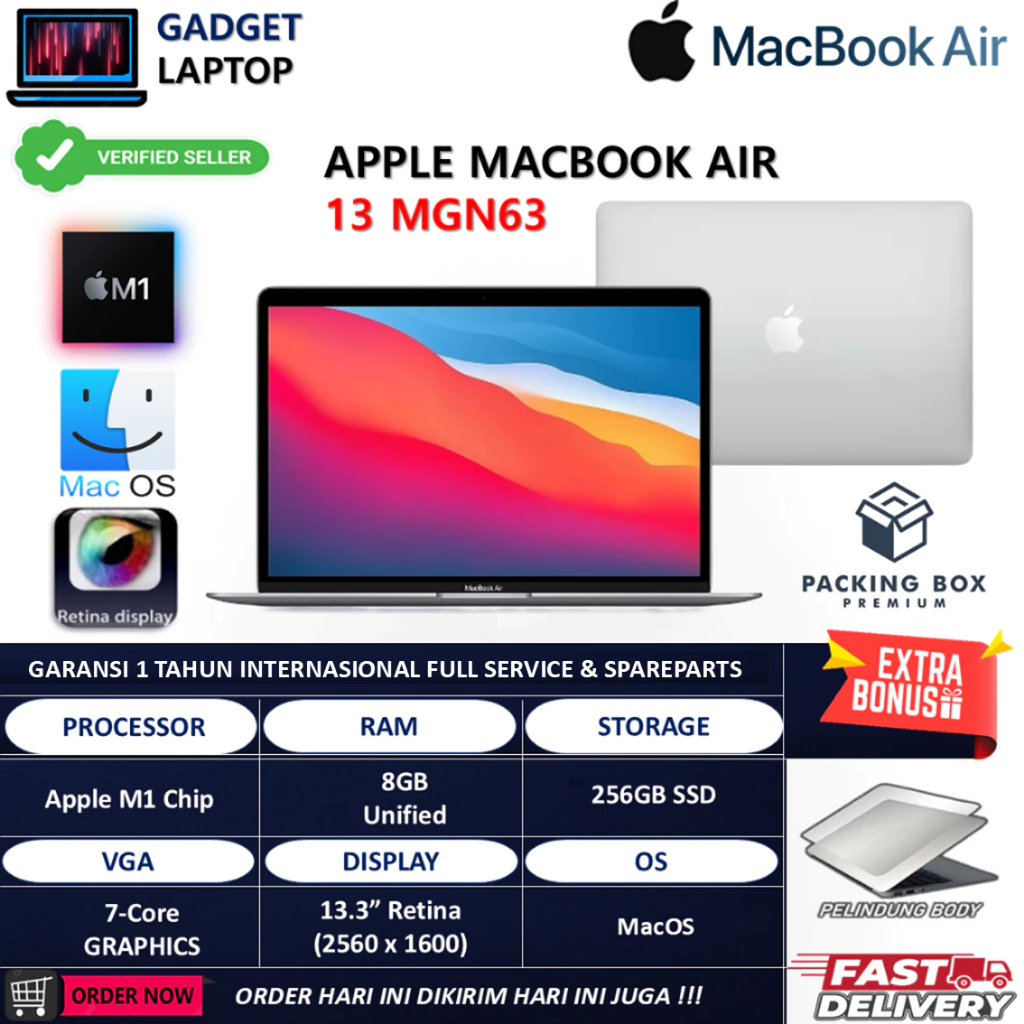 Jual Apple MacBook Air M1 8GB RAM 256GB SSD MGN63 13.3” Retina Space ...