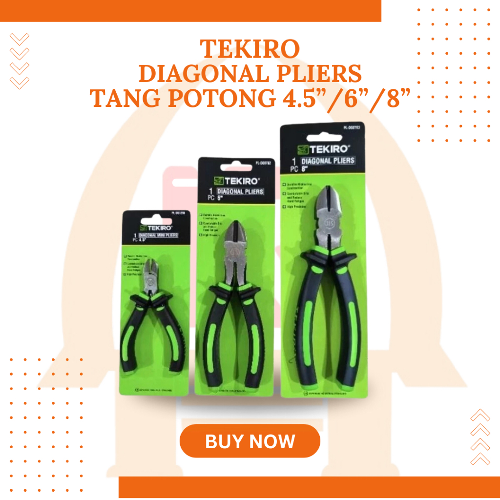 Jual TEKIRO DIAGONAL PLIERS / TANG POTONG / 4.5" PL-DG1290 / 6" PL ...