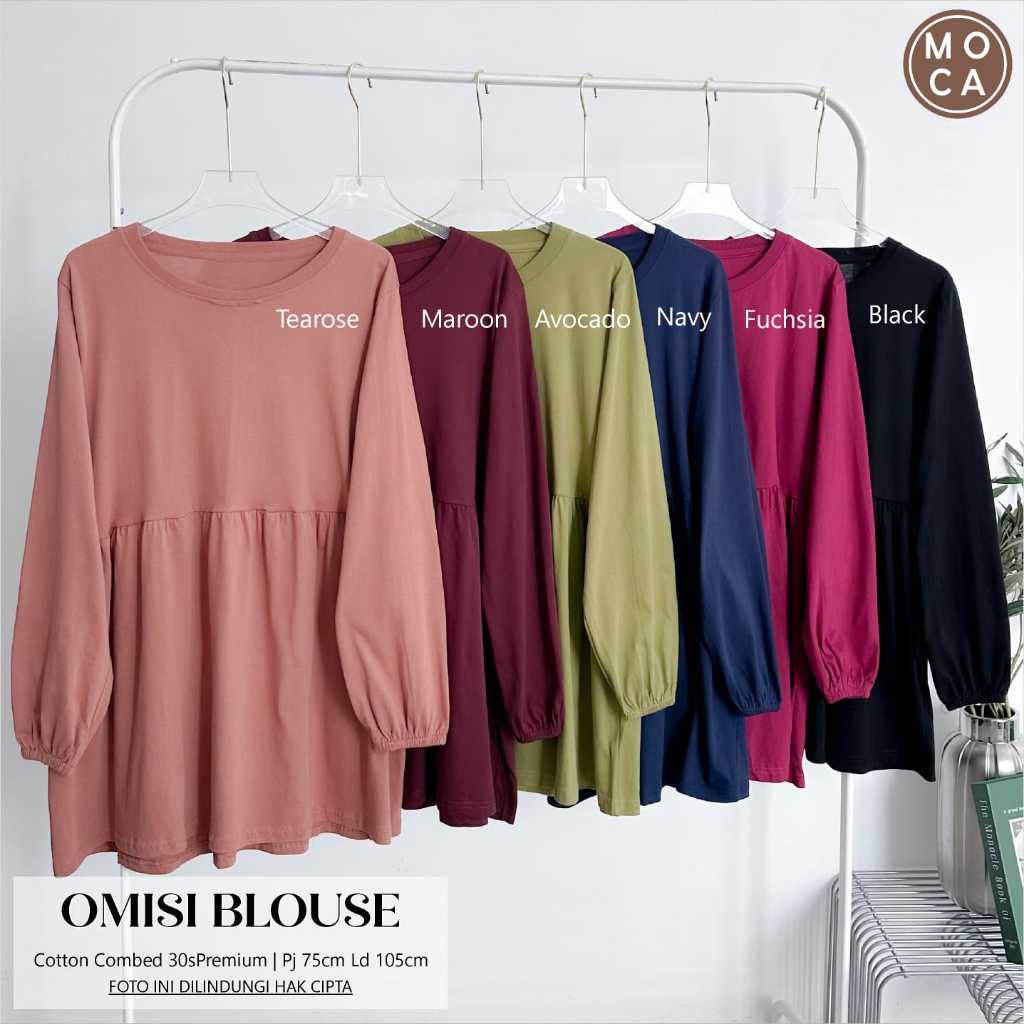 Jual OMISI BLOUSE COTTON COMBED PREMIUM ADEM NYAMAN KEKINIAN BY MOCAA ...