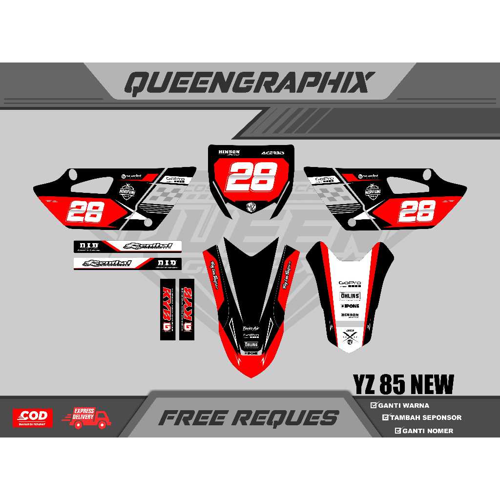 Jual DECAL YZ 85 NEW, GTX YZ 85 NEW BISA CUSTOM DESAIGN NAMA, NONOR ...