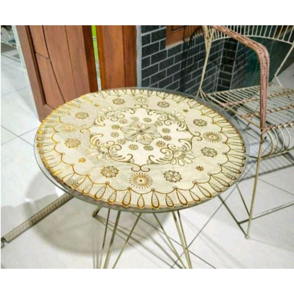 Jual Taplak meja vinyl taplak meja teras bulat diameter 50cm | Shopee ...
