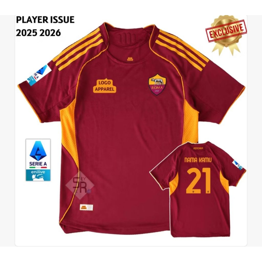 Jual Jersey As Roma home kit 2025 2026 baju bola terbaru 25 26 | Shopee ...