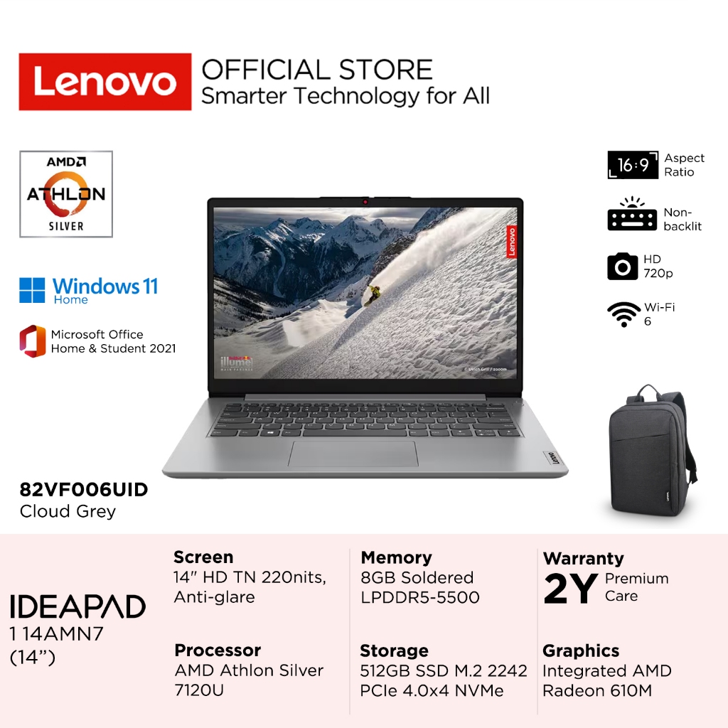 Jual Lenovo IdeaPad 1 14AMN7 6UID AMD Athlon Silver 7120U, Integrated ...