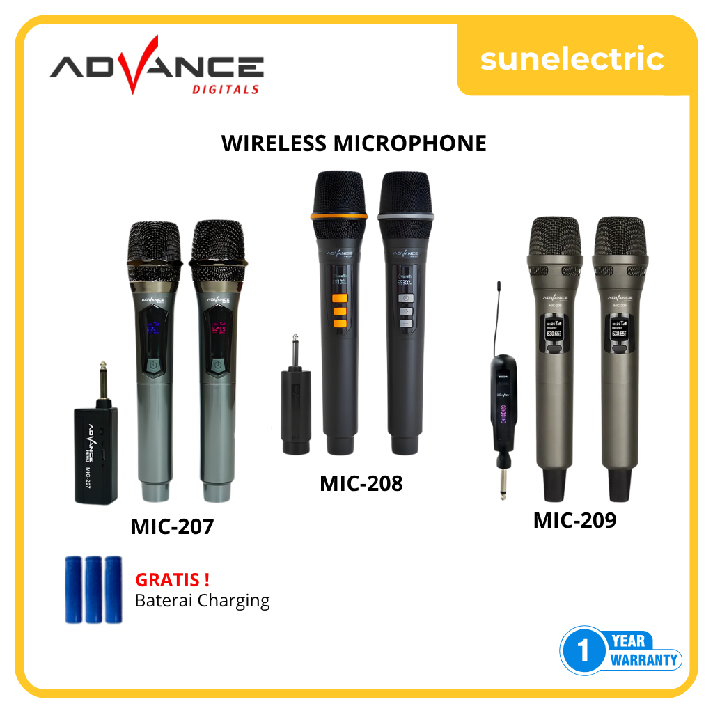 Jual Advance MIC-207 / MIC-208 / MIC-209 Wireless Microphone Ganda ...